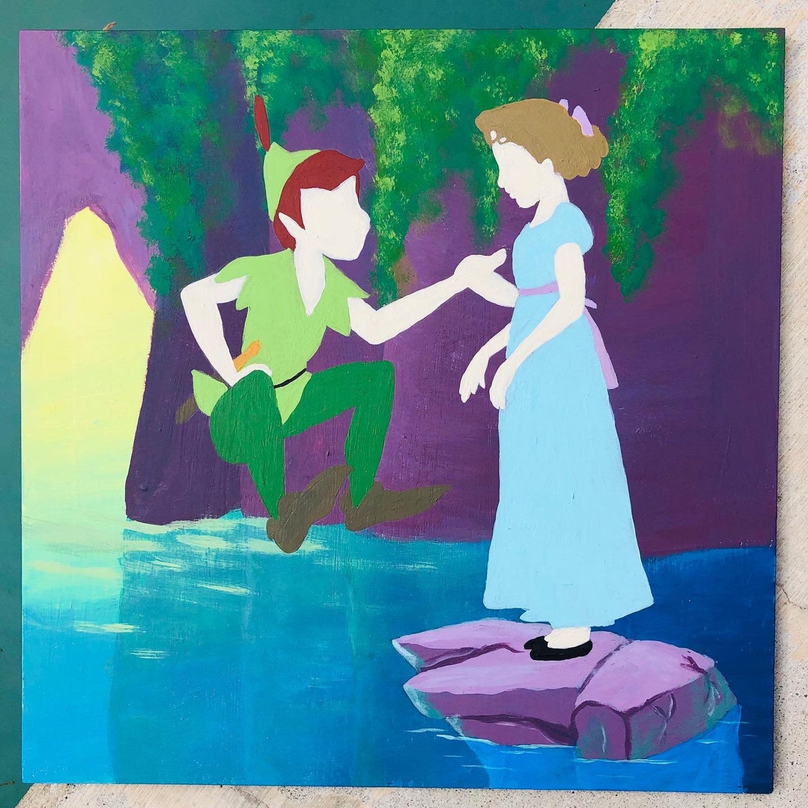 Hand Painted Peter Pan Painting 12 x 12 | Etsy