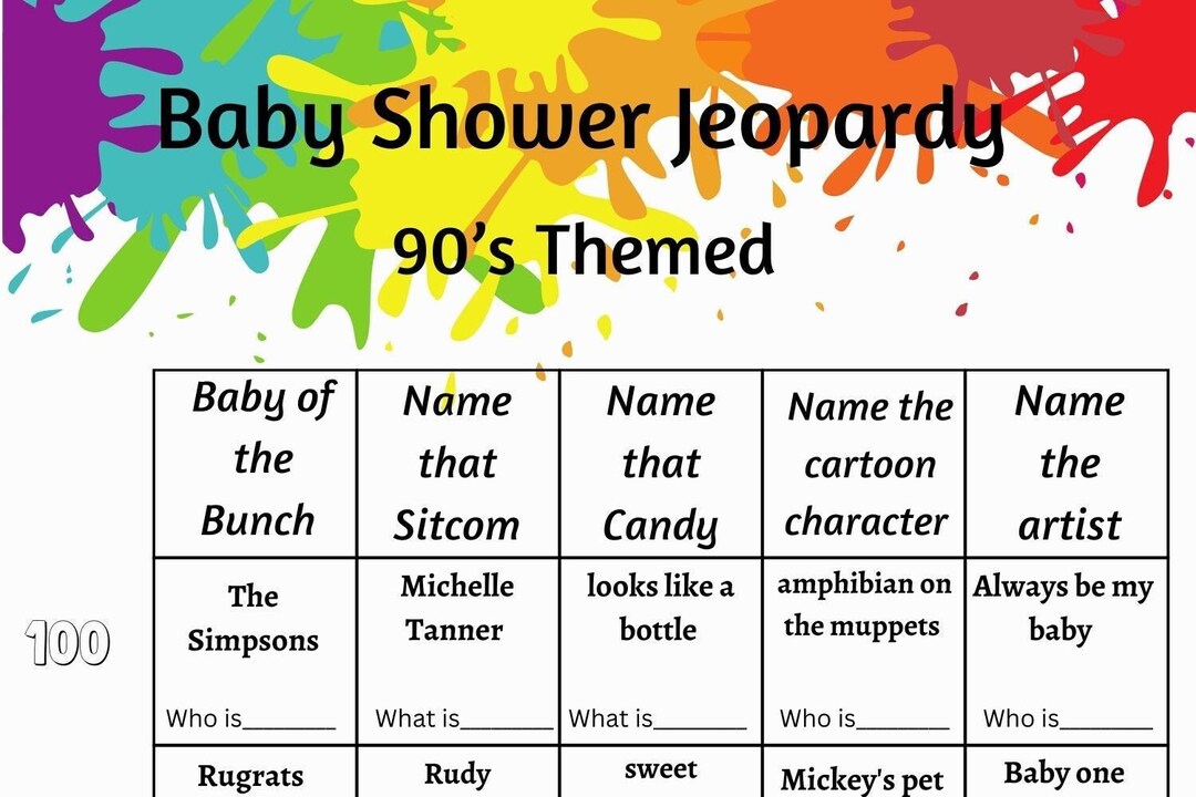 Baby Shower Jeopardy: 90's Themed - Etsy
