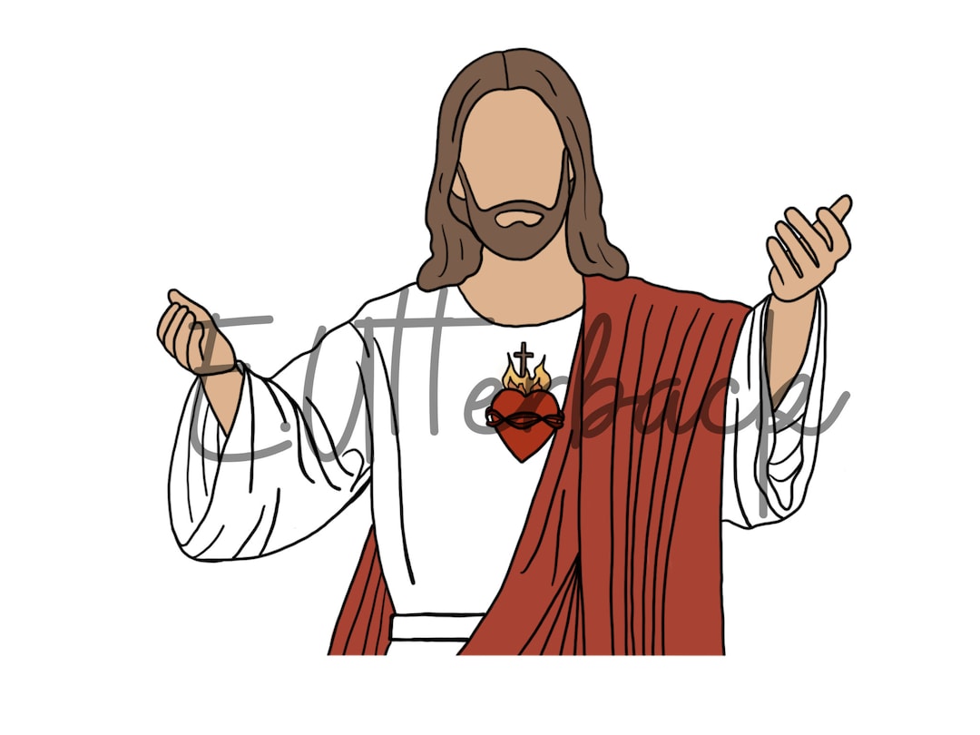 Sacred Heart of Jesus Faceless Drawing DIGITAL PRINT - Etsy