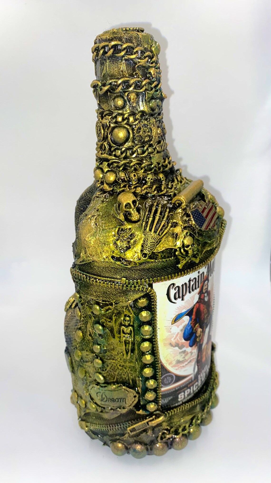 Captain Morgan Liquor Bottle Art, Steam Punk Decor, Steam Punk Bottle ...