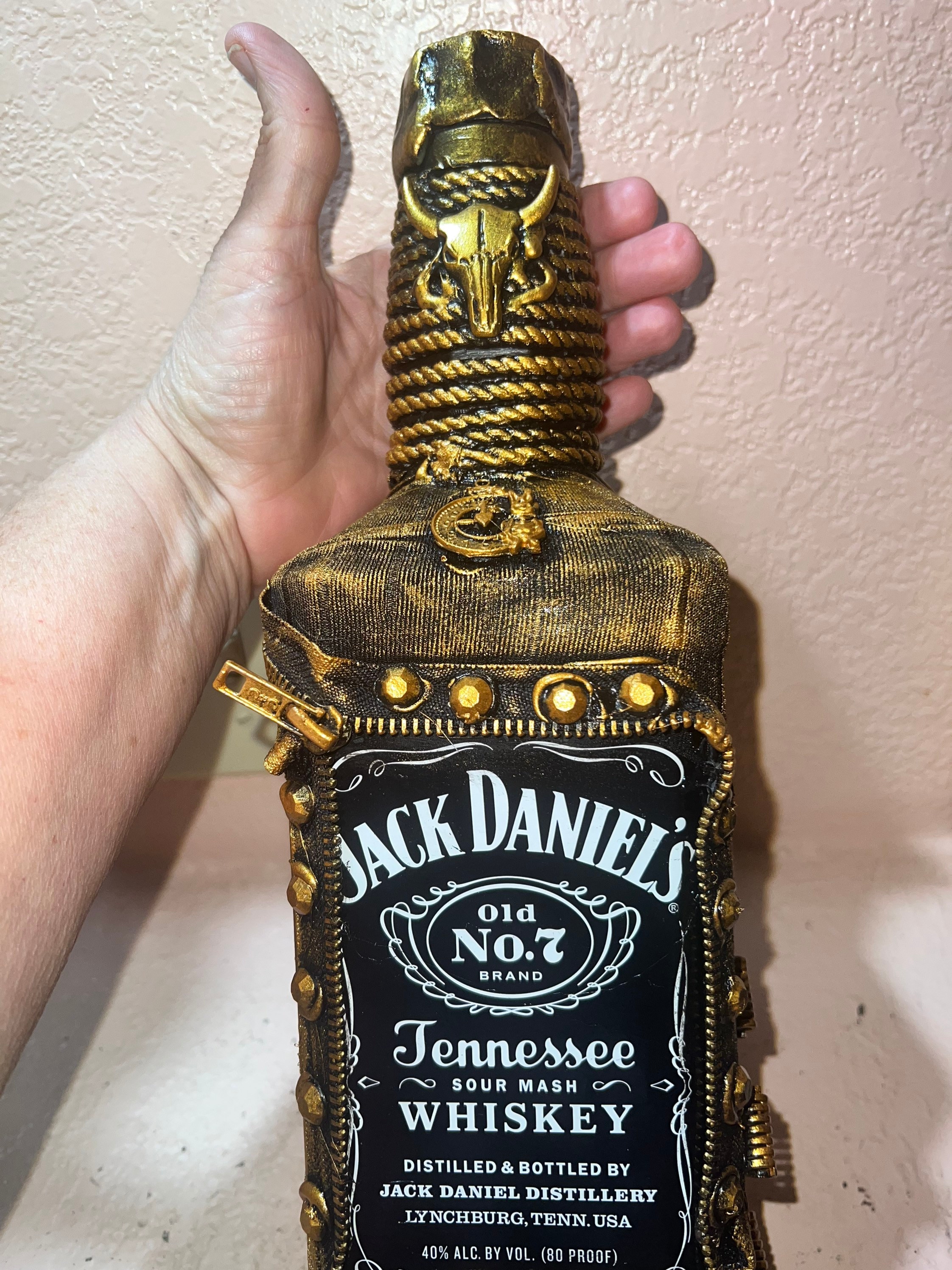 Jack Daniels Bottle Art, Steam Punk Decor, Steam Punk Bottle Art ...
