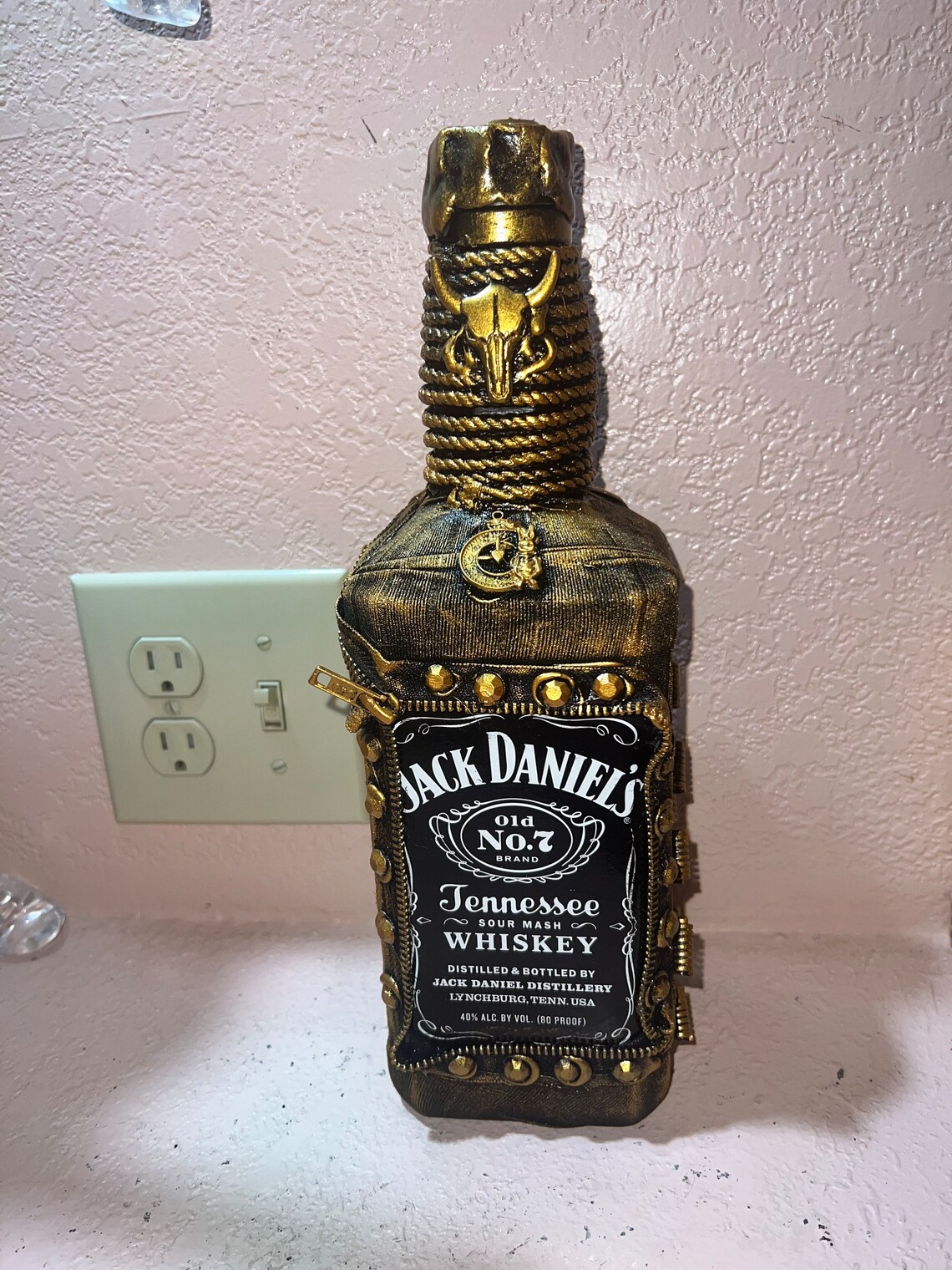 Jack Daniels Bottle Art, Steam Punk Decor, Steam Punk Bottle Art ...