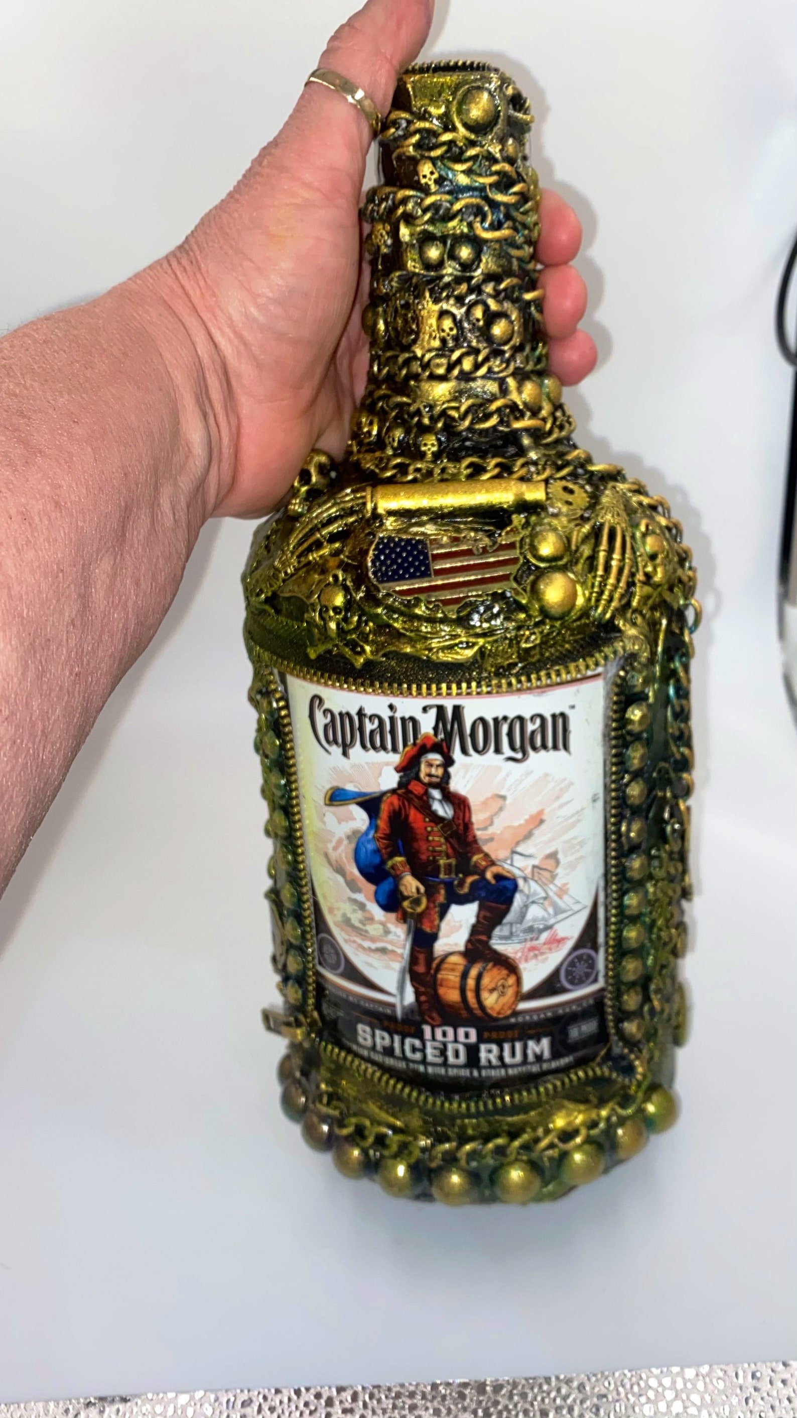Captain Morgan Liquor Bottle Art, Steam Punk Decor, Steam Punk Bottle ...