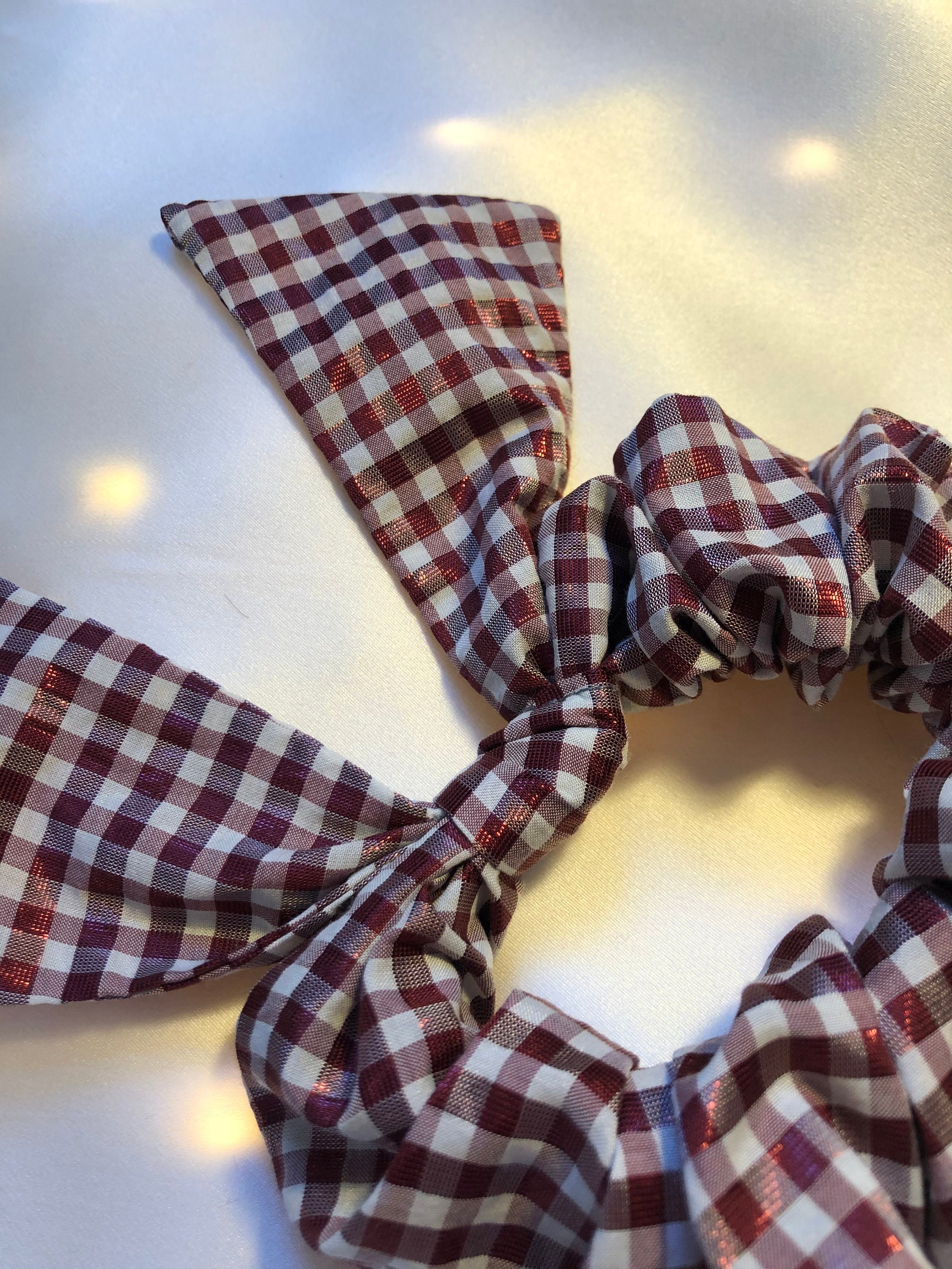 Handmade Red Sparkly Gingham Scrunchie - Etsy UK
