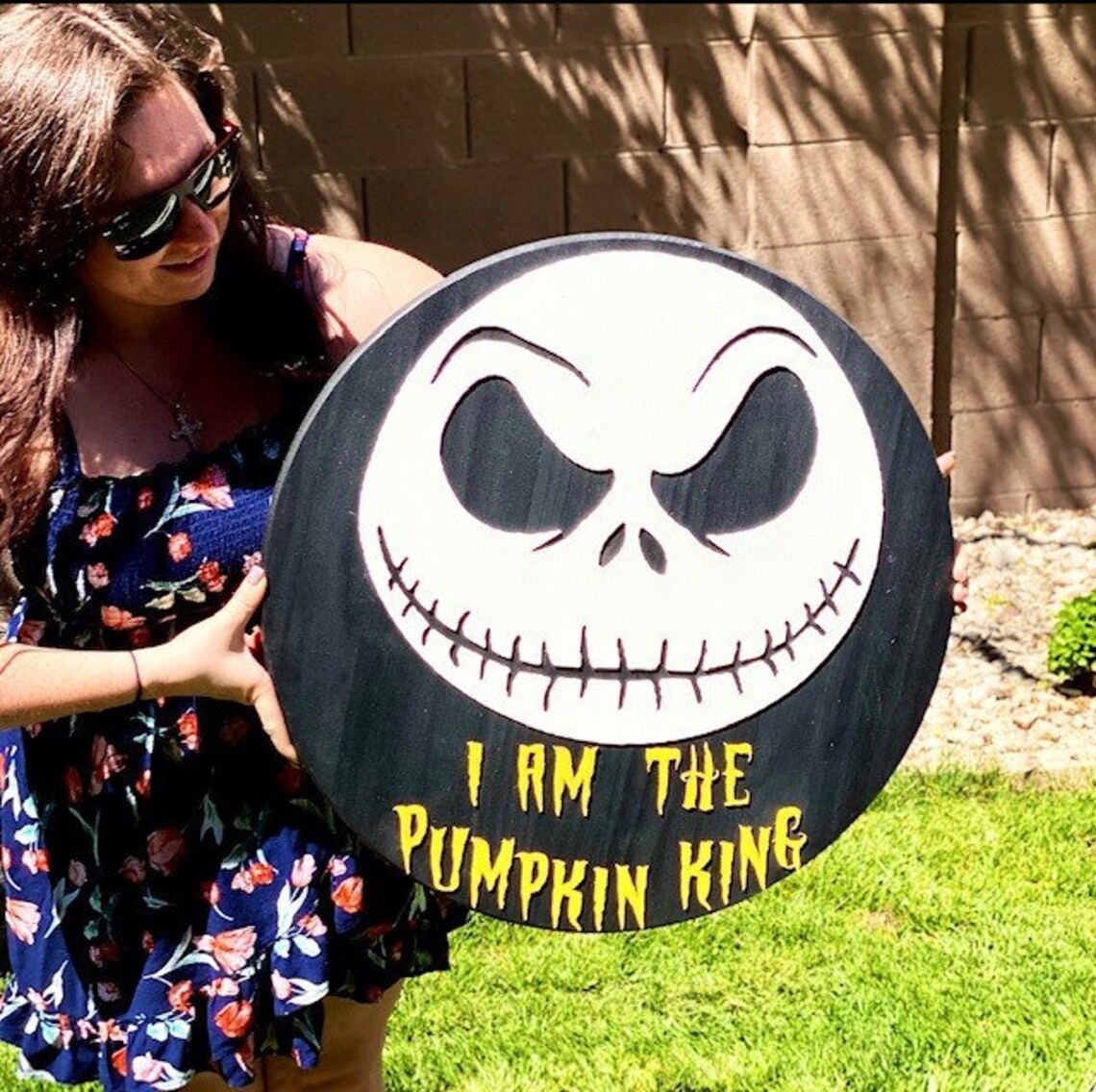 Jack Skellington Halloween Wood Round Sign - Etsy