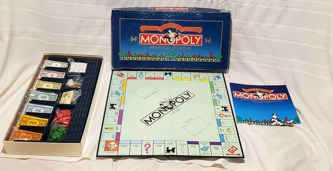 Vintage 1984 Monopoly Deluxe Anniversary Edition Board Game Complete - Etsy