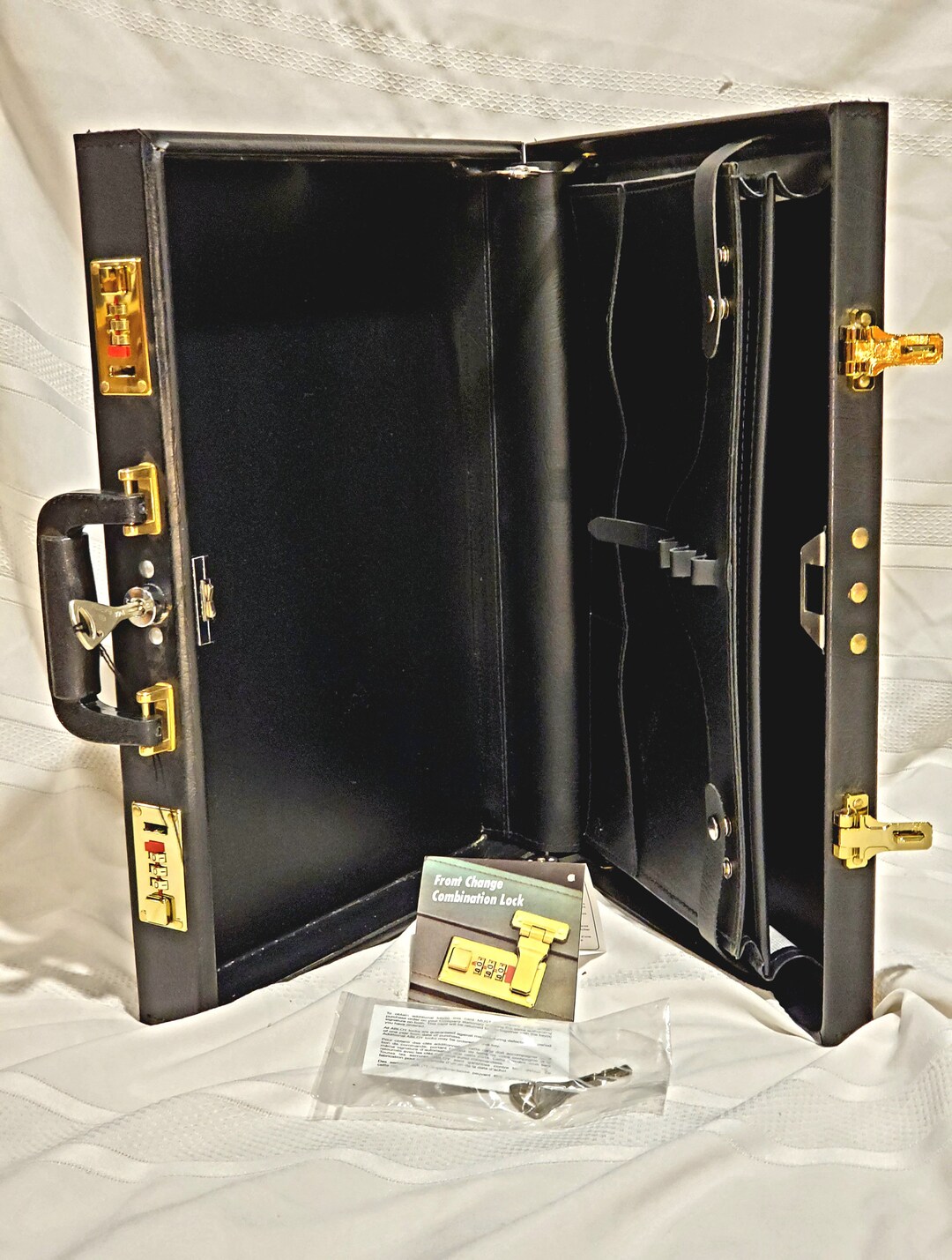 NOS Vintage Briefcase With Abloy Combination Lock 2 Keys Black Handle ...