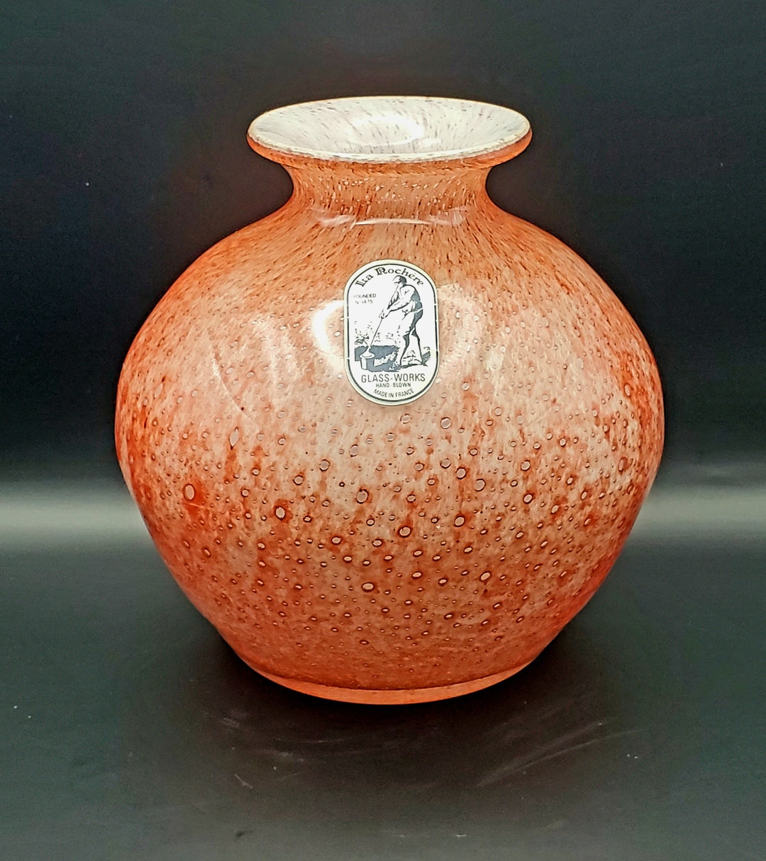 Vintage La Rochere France Hand Blown Art Glass Vase Pink Red Glass MCM ...