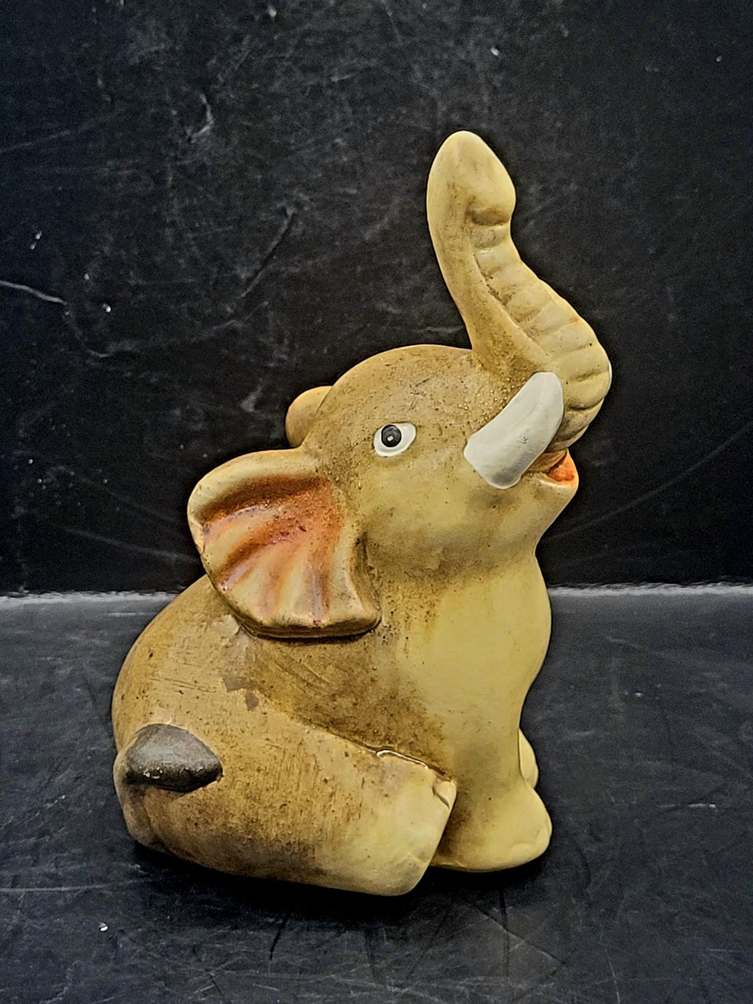 Vintage Chalkware Elephant Figurine Smiling Trunk up Good Luck 5.5" - Etsy