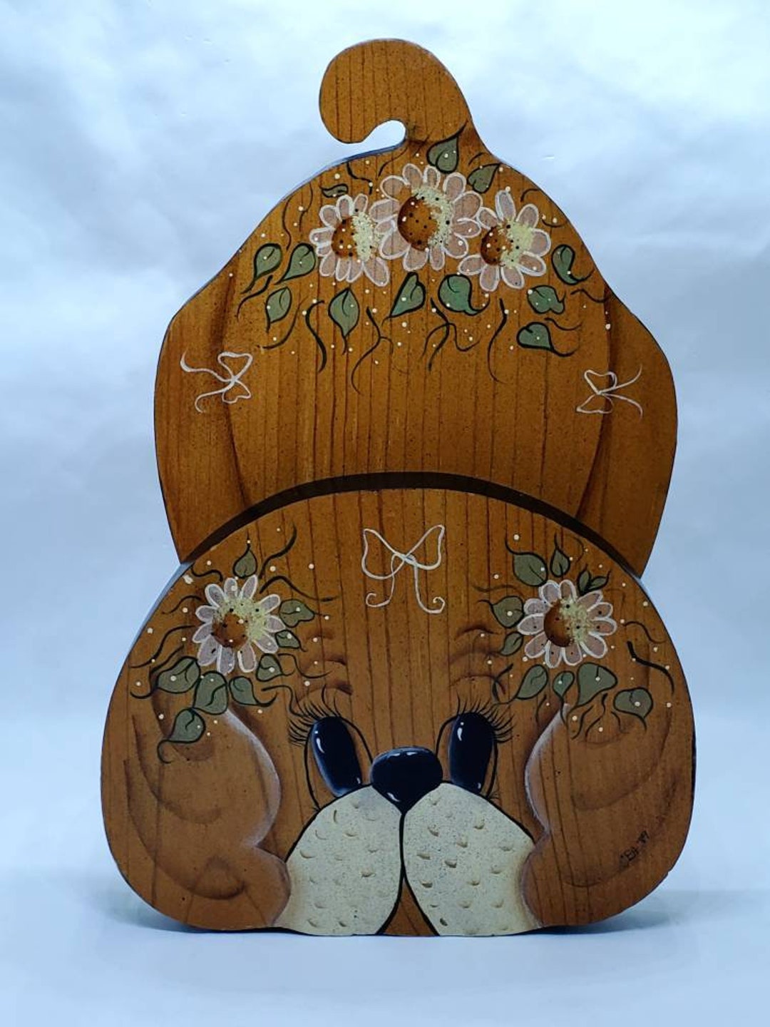 Vintage Dog Door Stop Wood Hand Painted Signed 1989 - Etsy