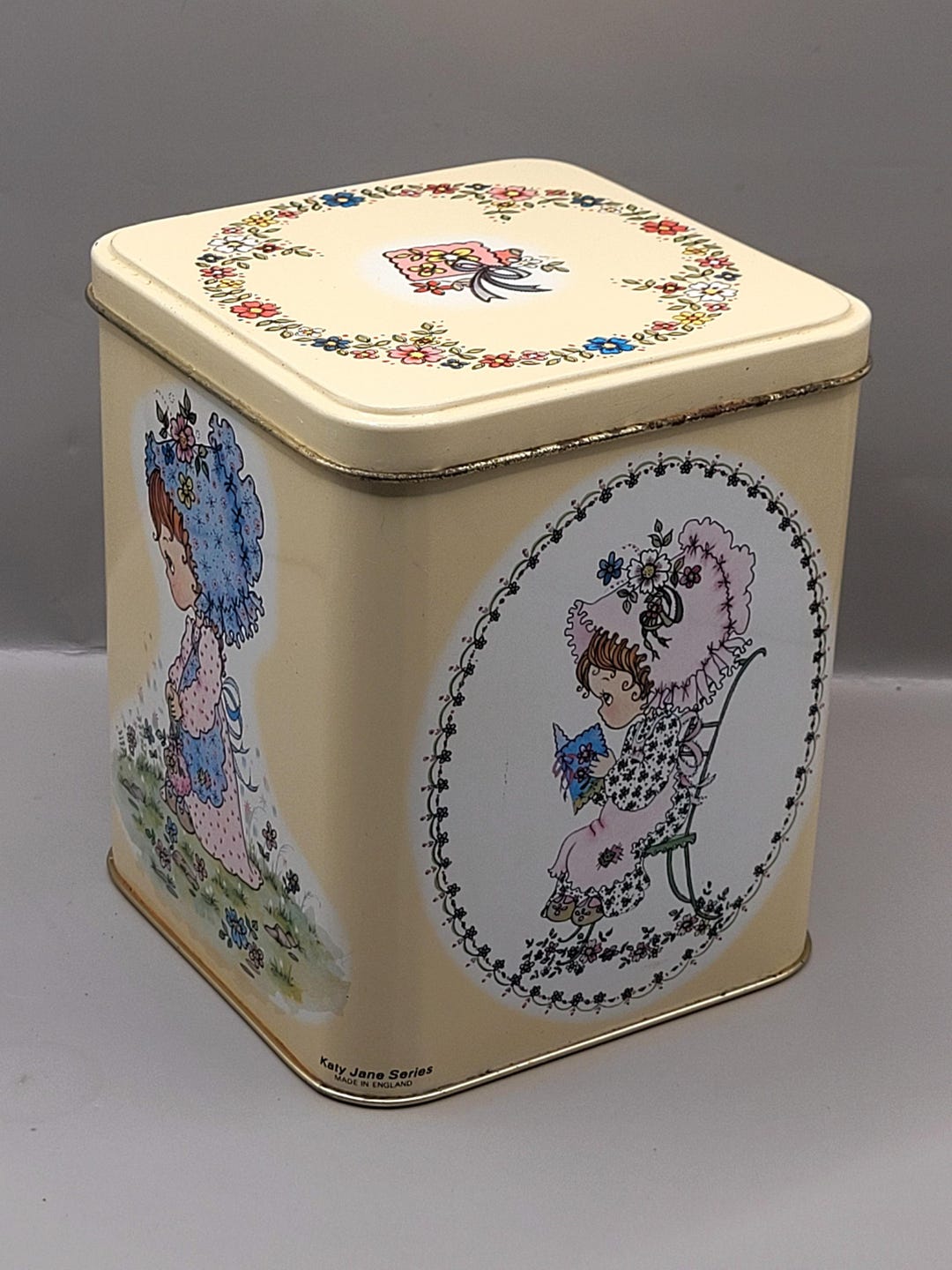 Vintage 1980s Vintage Katy Jane Tin Hinged Lid Made in England ...