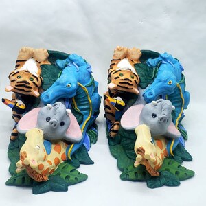 Vintage Figi Graphics Bookends Jungle Friends Safari Zoo Animals Resin ...
