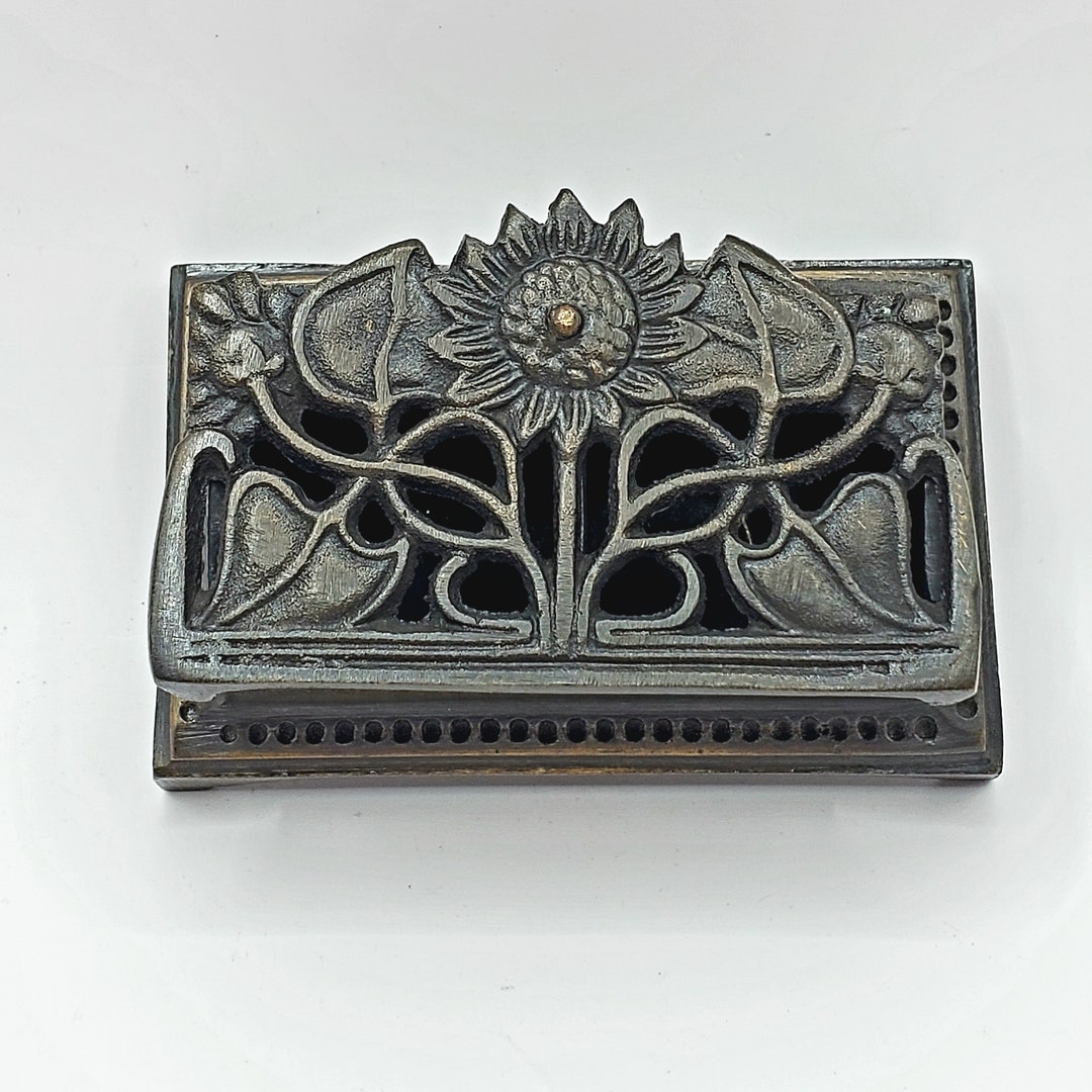 Vintage Lillian Vernon Cast Brass Two Chamber Stamp Box Sunflower ...