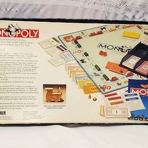 Vintage 1984 Monopoly Deluxe Anniversary Edition Board Game Complete - Etsy