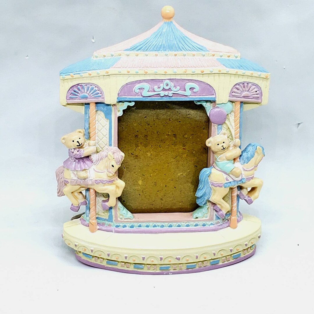 Vintage Carousel Horse Teddy Bear Photo Frame 2x3" Photo Malden Design ...