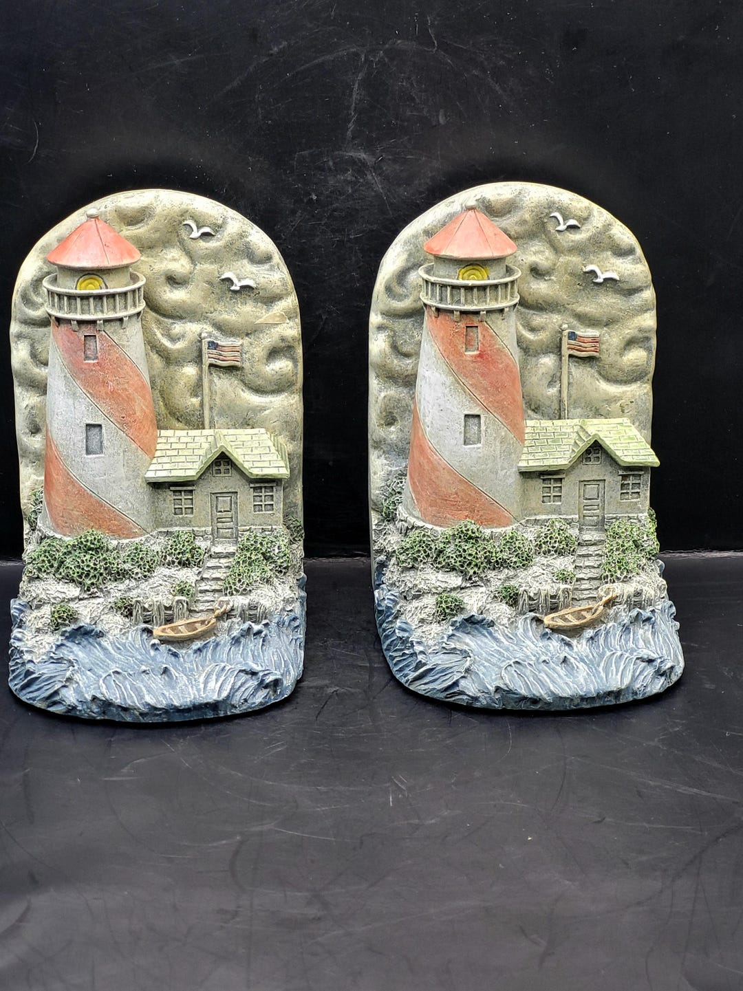 Pair of Vintage Lighthouse Nautical Bookends Resin TCR 5.5" - Etsy