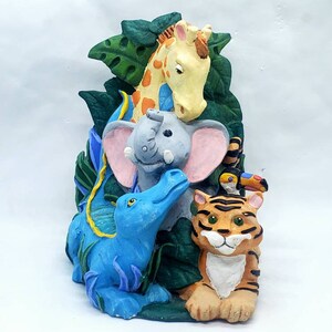 Vintage Figi Graphics Bookends Jungle Friends Safari Zoo Animals Resin ...