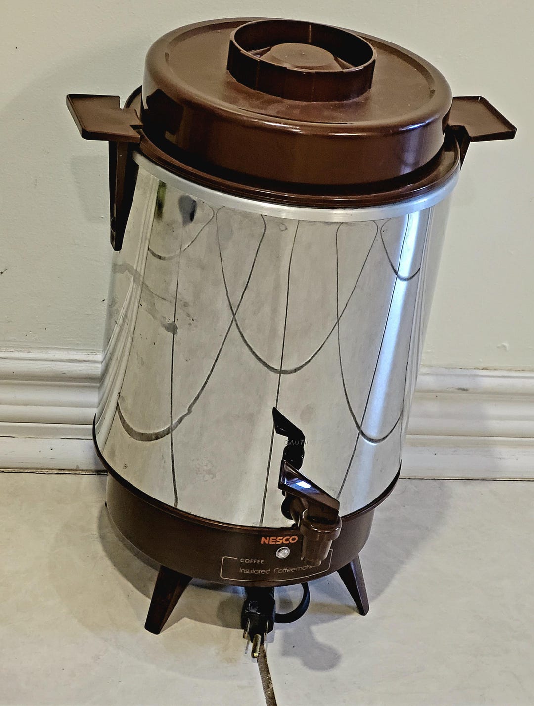 Vintage NESCO Polished Stainless Steel 42 Cup Coffee Urn Pot Tested ...