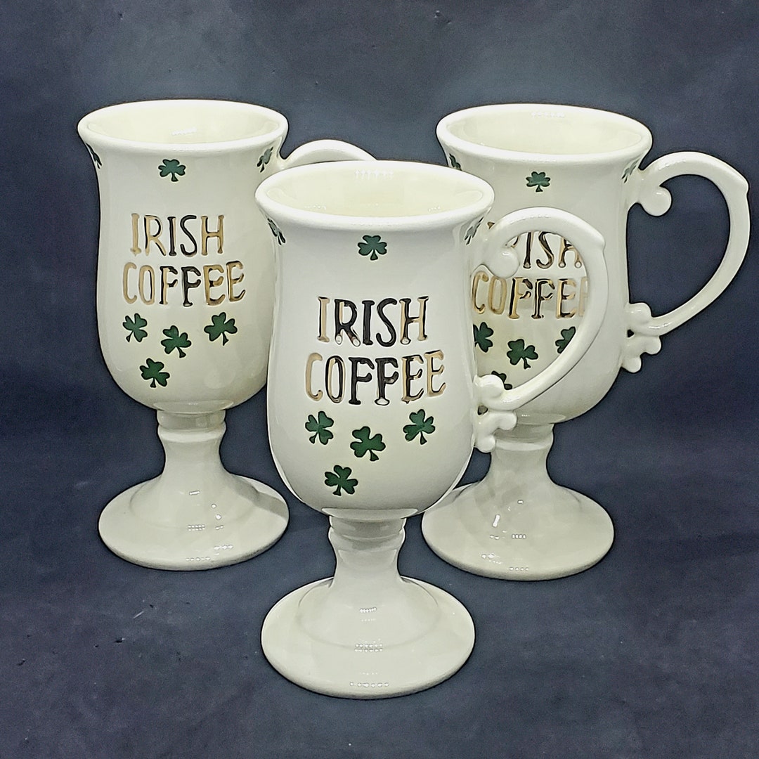 Vintage Irish Coffee Glasses Ceramic Set of 3 Hand Painted Barware ...