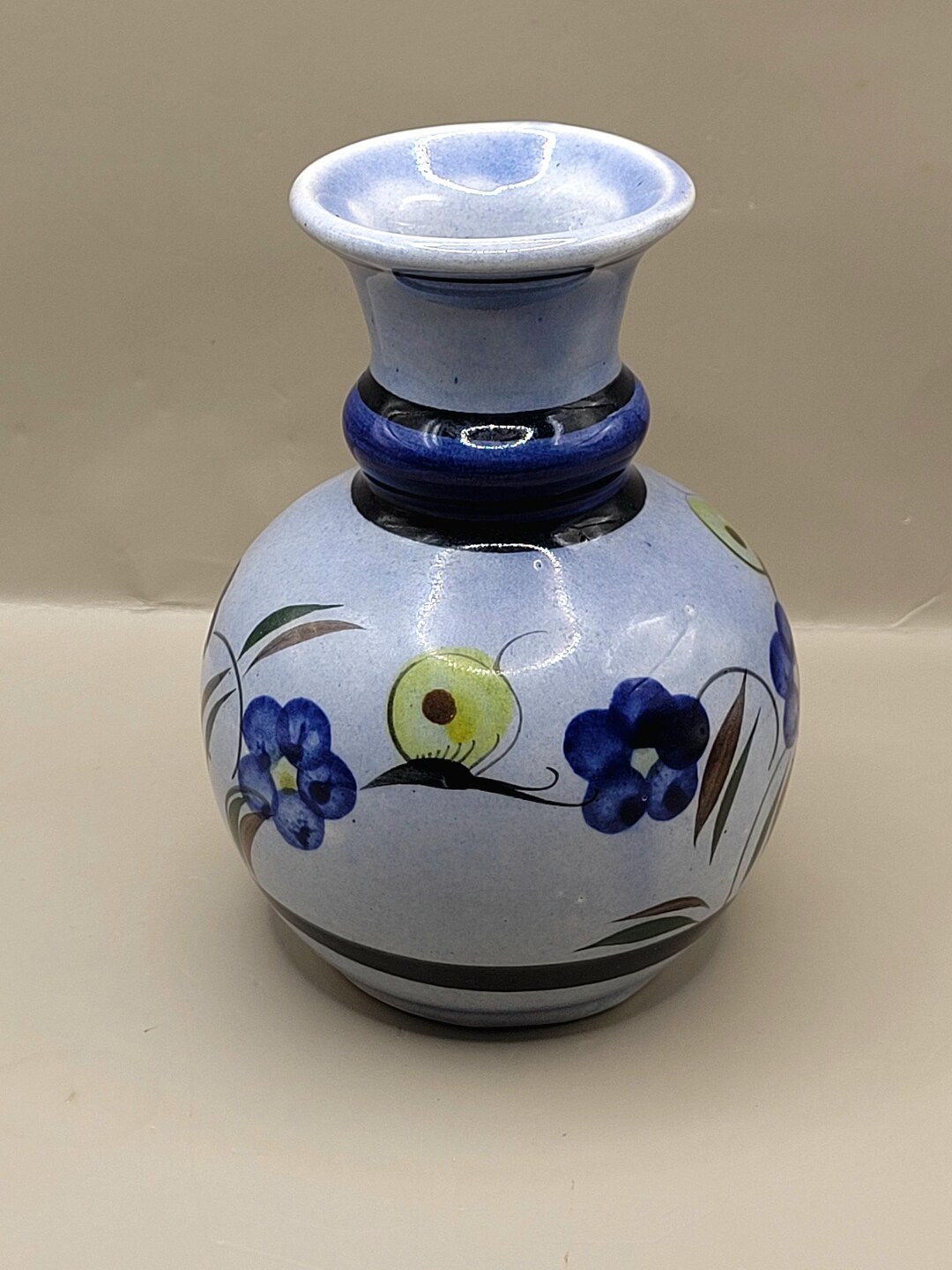 Vintage Tonala Pottery Tonal Mexico Hand-painted Vase Signed Floral ...