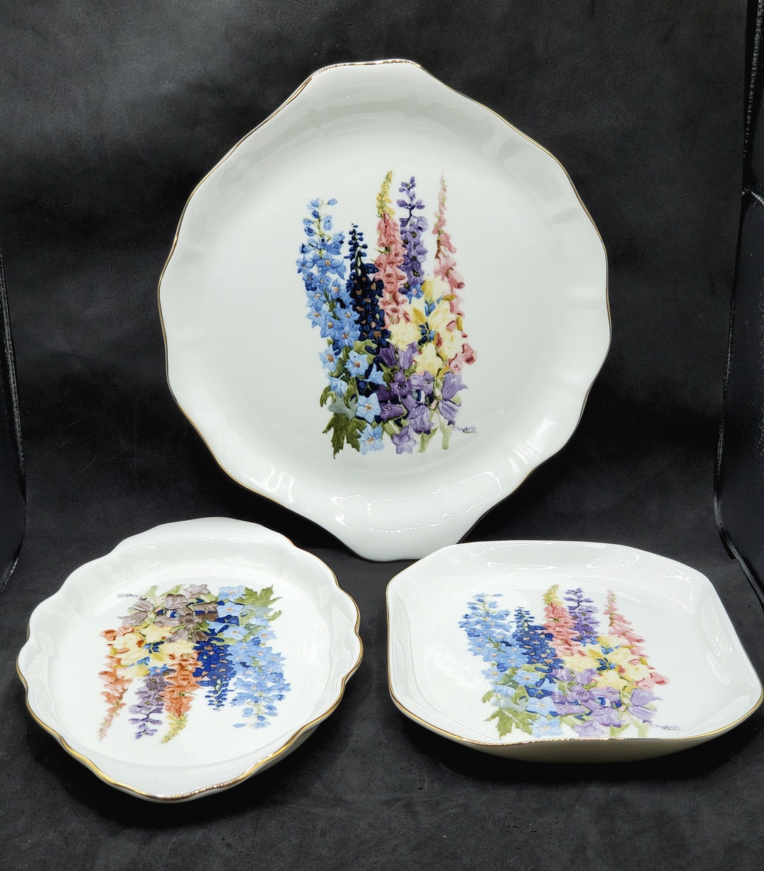 Vintage Elizabeth Berry Designs Floral Decorative Plates Set - Etsy