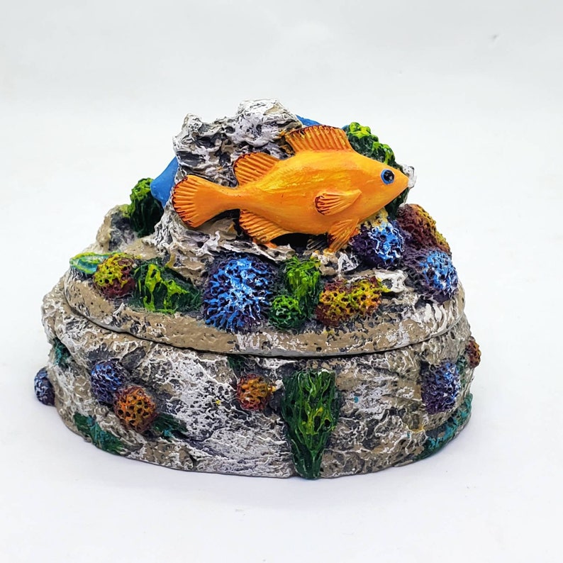 Vintage Figi Graphics Tropical Fish Trinket Box Resin 1993 - Etsy