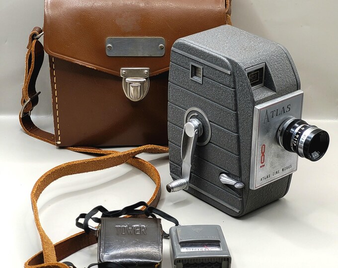 Vintage Atlas 8 Cine Camera With Leather Travel Case and Tower Movie ...