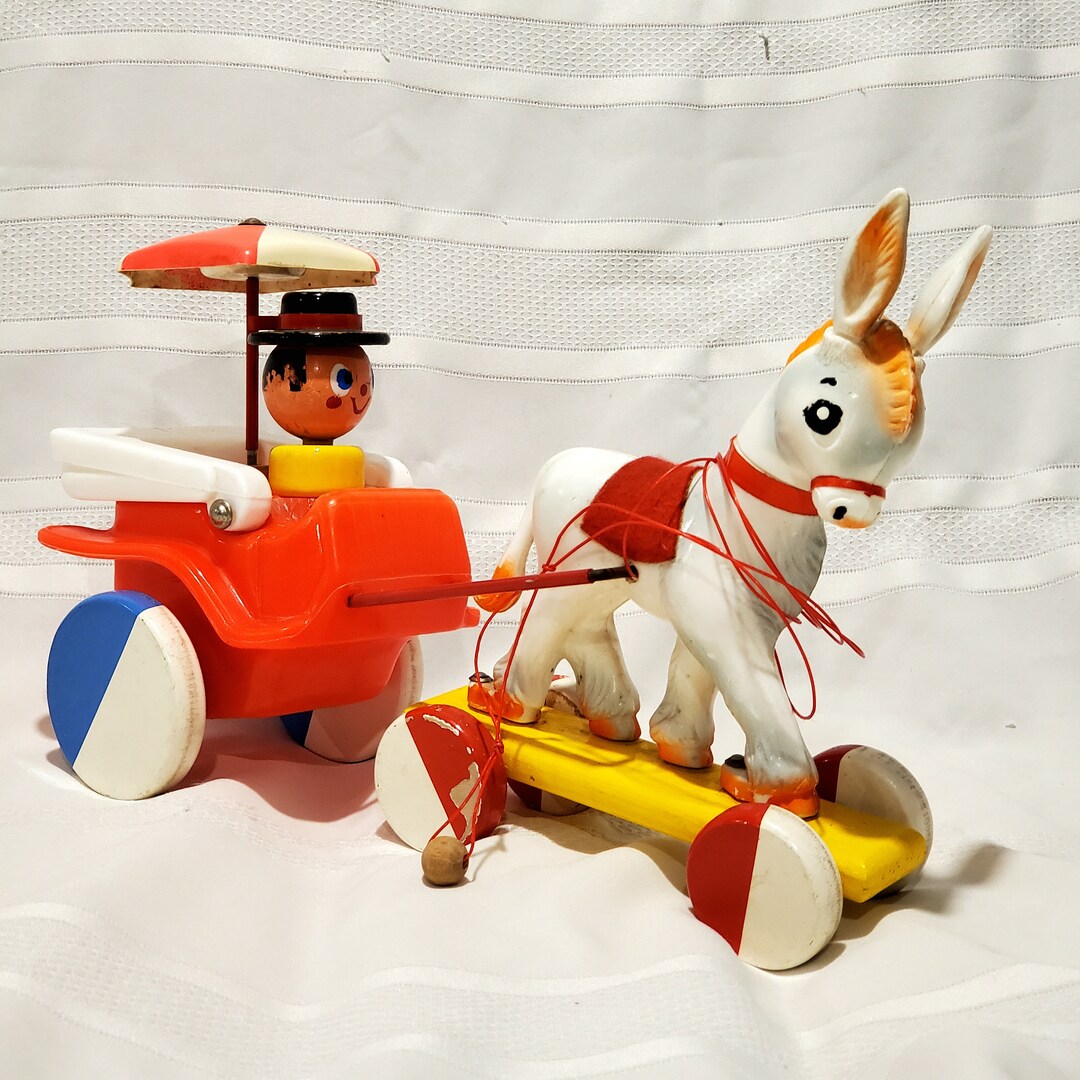 Vintage Educa Lux Pull Toy Donkey Carriage Made in France - Etsy