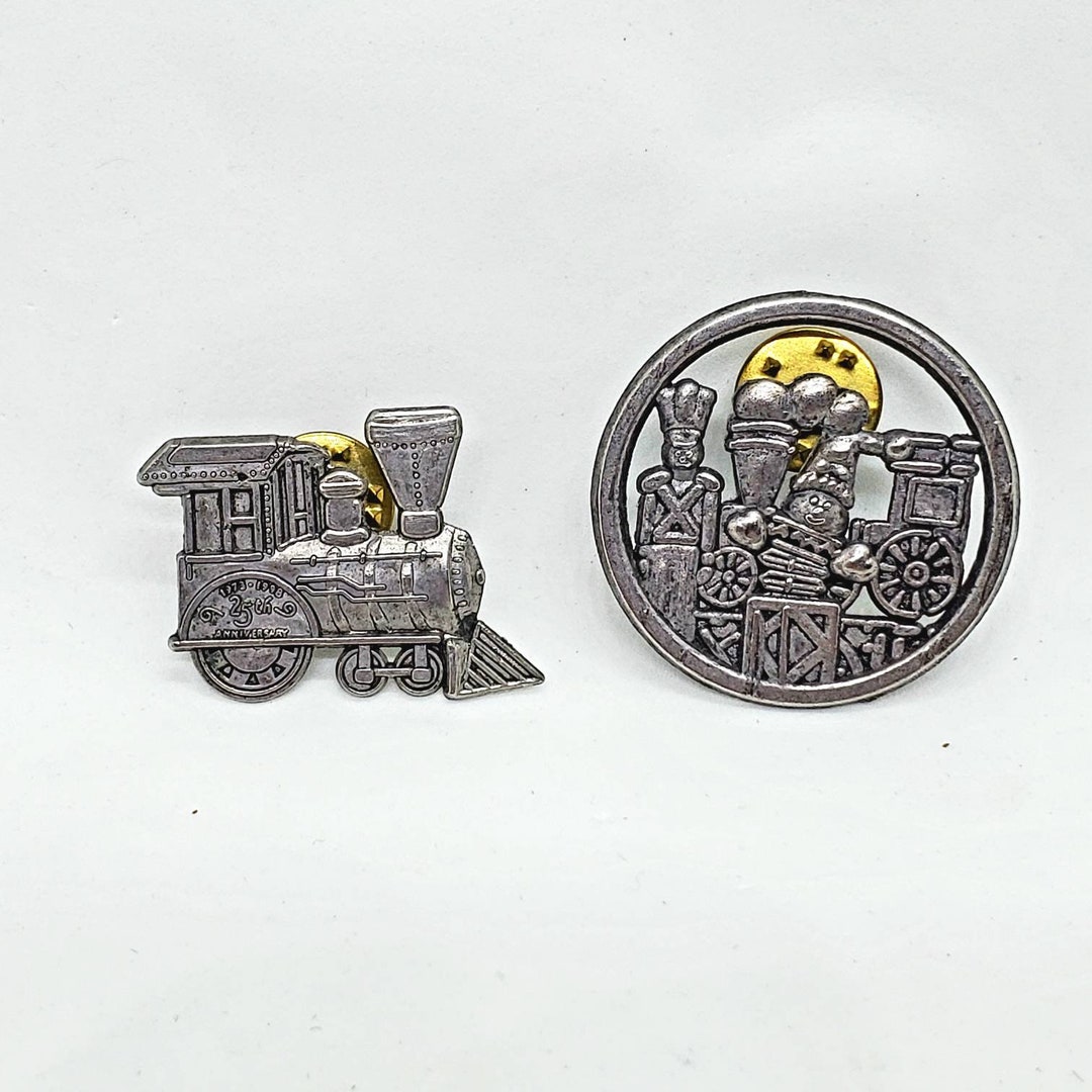 Vintage Hallmark Pewter Train Pins 25th Ann. Toys 1998 Set of 2 ...
