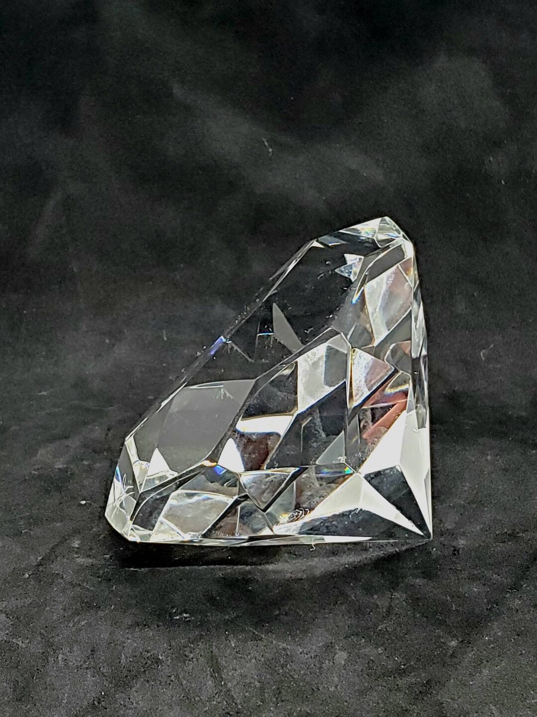 Vintage Oleg Cassini Crystal Glass Solitaire Diamond Paperweight ...