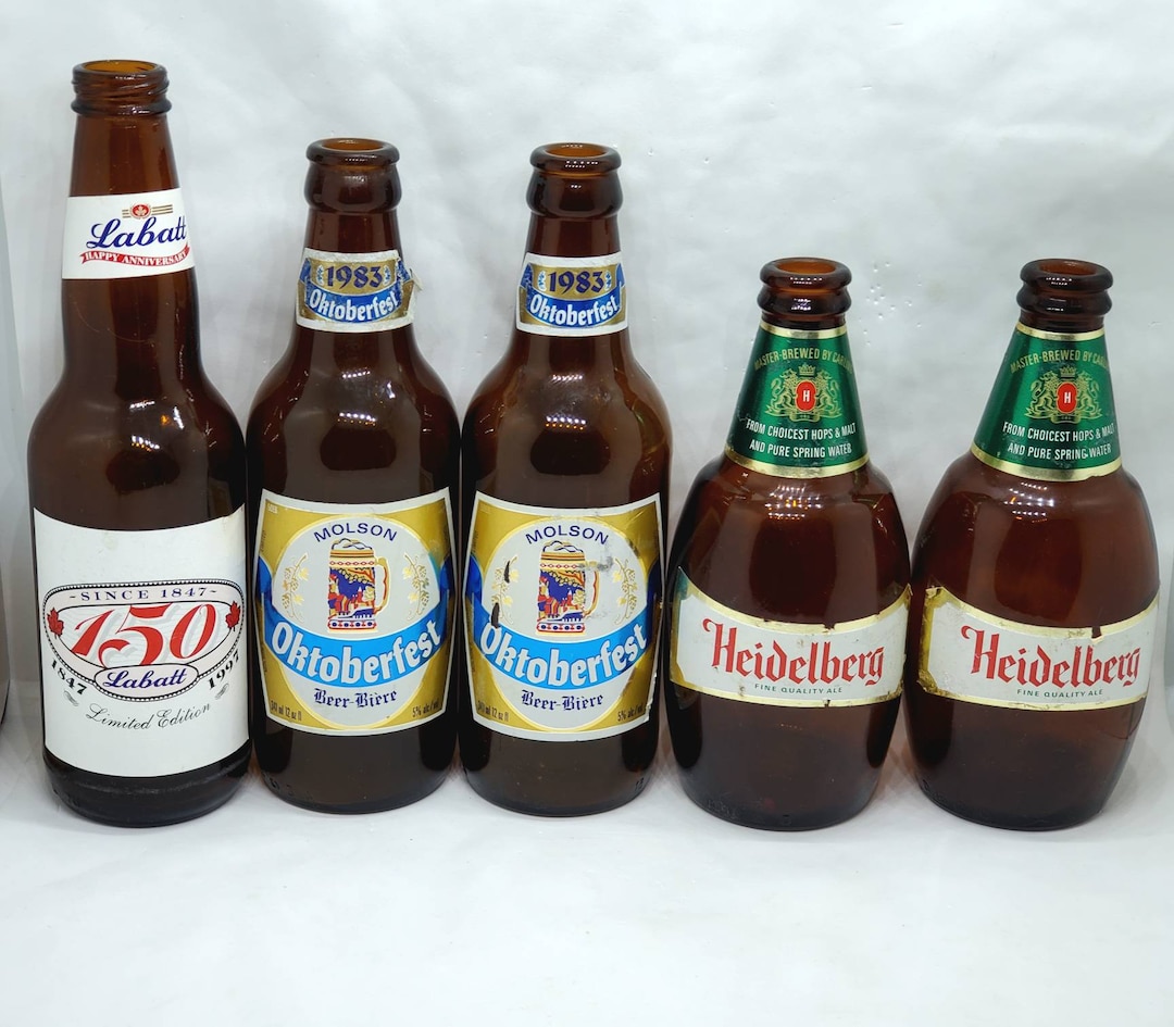 Vintage Beer Bottle Lot of 5 Empty Heidelberg Labatt Molson Oktoberfest ...