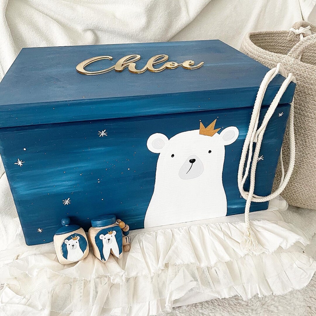 Box 3D Polar Bear Toy Box, Wooden Box, Memory Box, Birth and Baptism ...