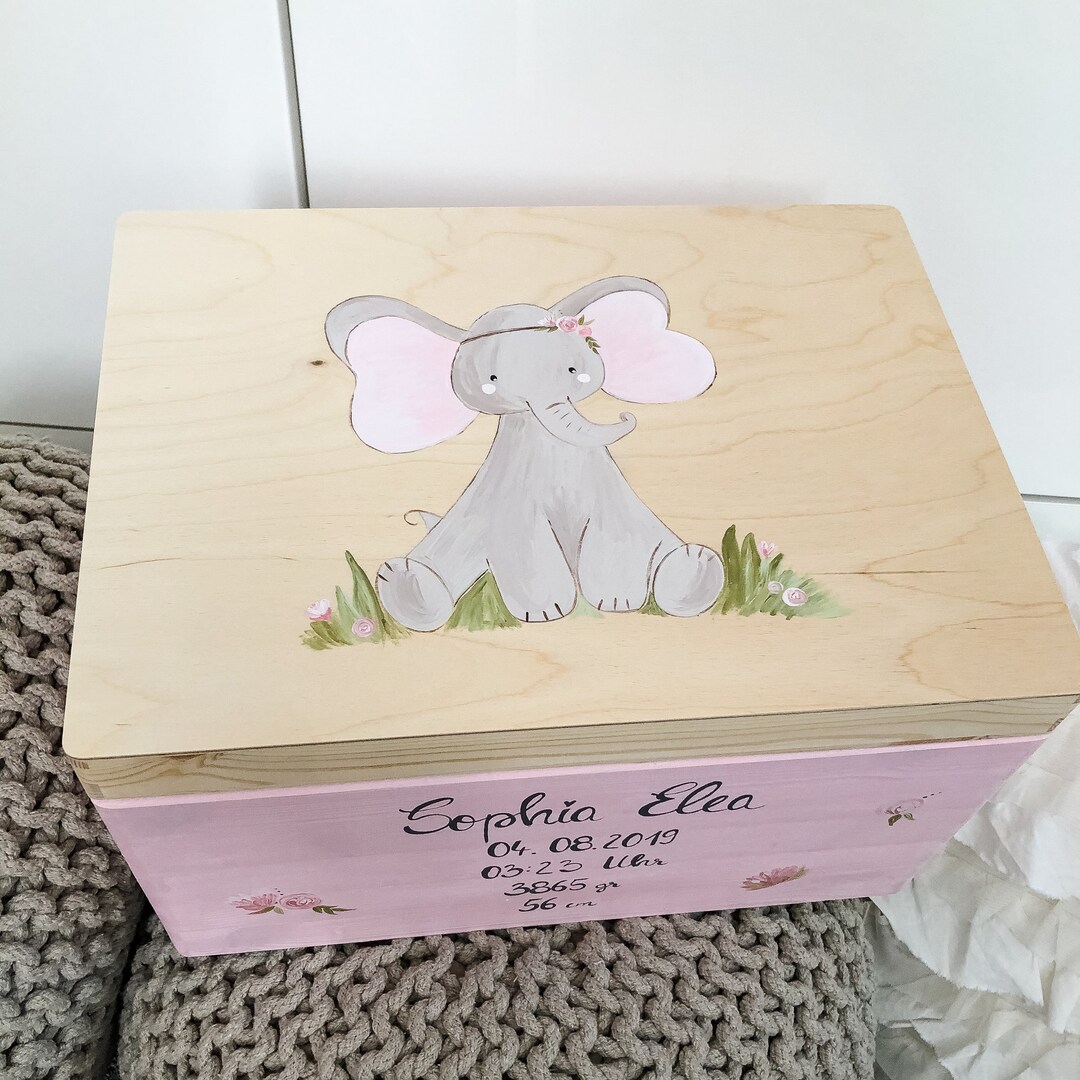 Box With Lid Boho Elephant Toy Box, Wooden Box, Memory Box, Gifts for ...