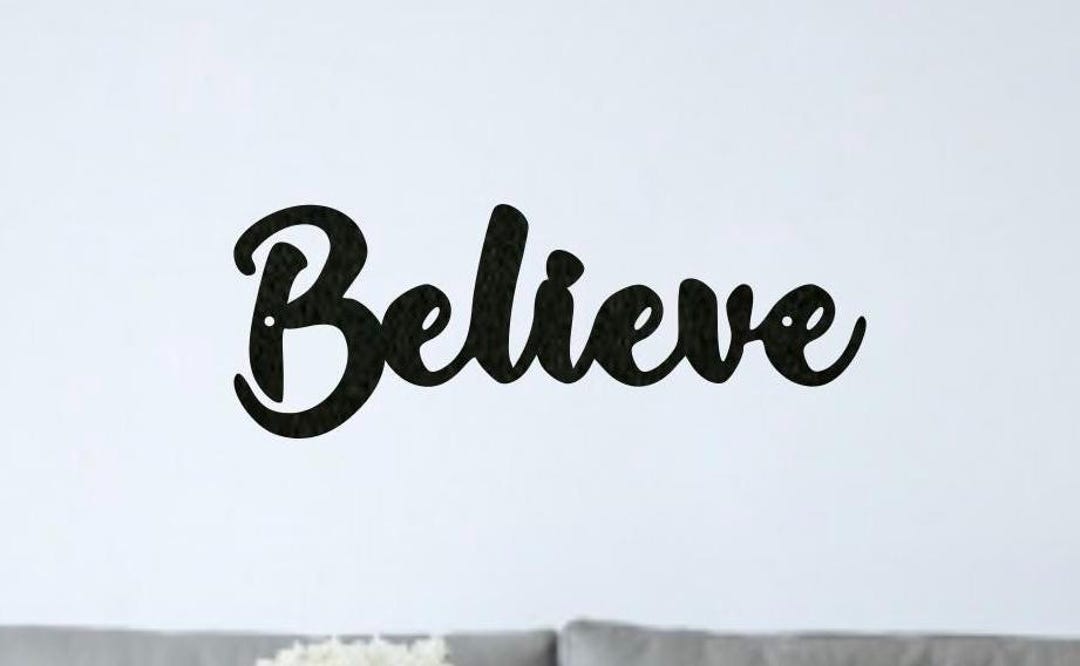 Metal Believe Sign: Cursive Word Art, Farmhouse Decor - Etsy