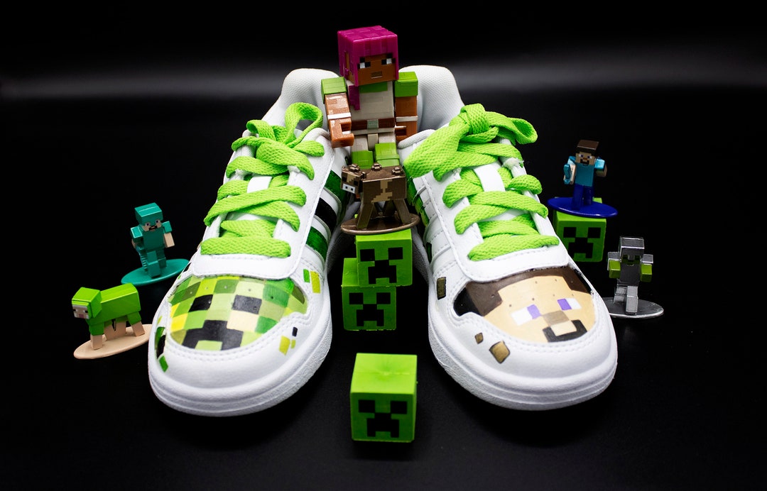 Handmade Custom Designed Sneakers Minecraft. in Stock US Size 12 and 10 ...