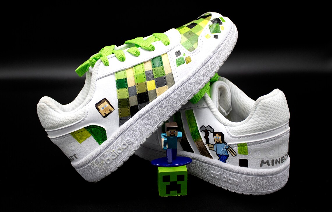 Handmade Custom Designed Sneakers Minecraft. in Stock US Size 12 and 10 ...