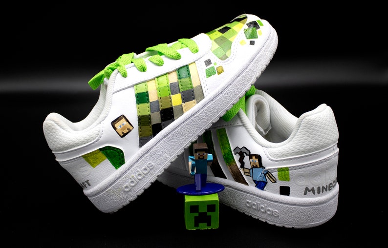 Handmade Custom Designed Sneakers Minecraft. in Stock US Size 12 and 10 ...