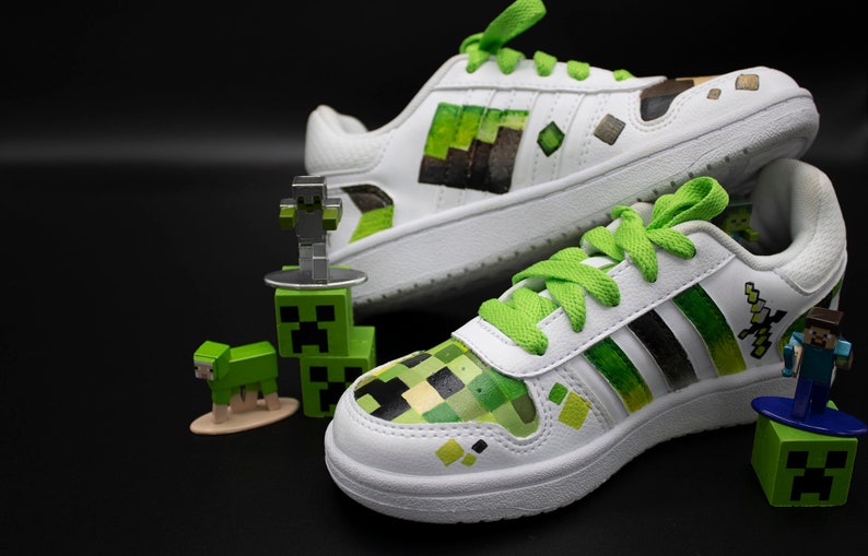 Handmade Custom Designed Sneakers Minecraft. in Stock US Size 12 and 10 ...