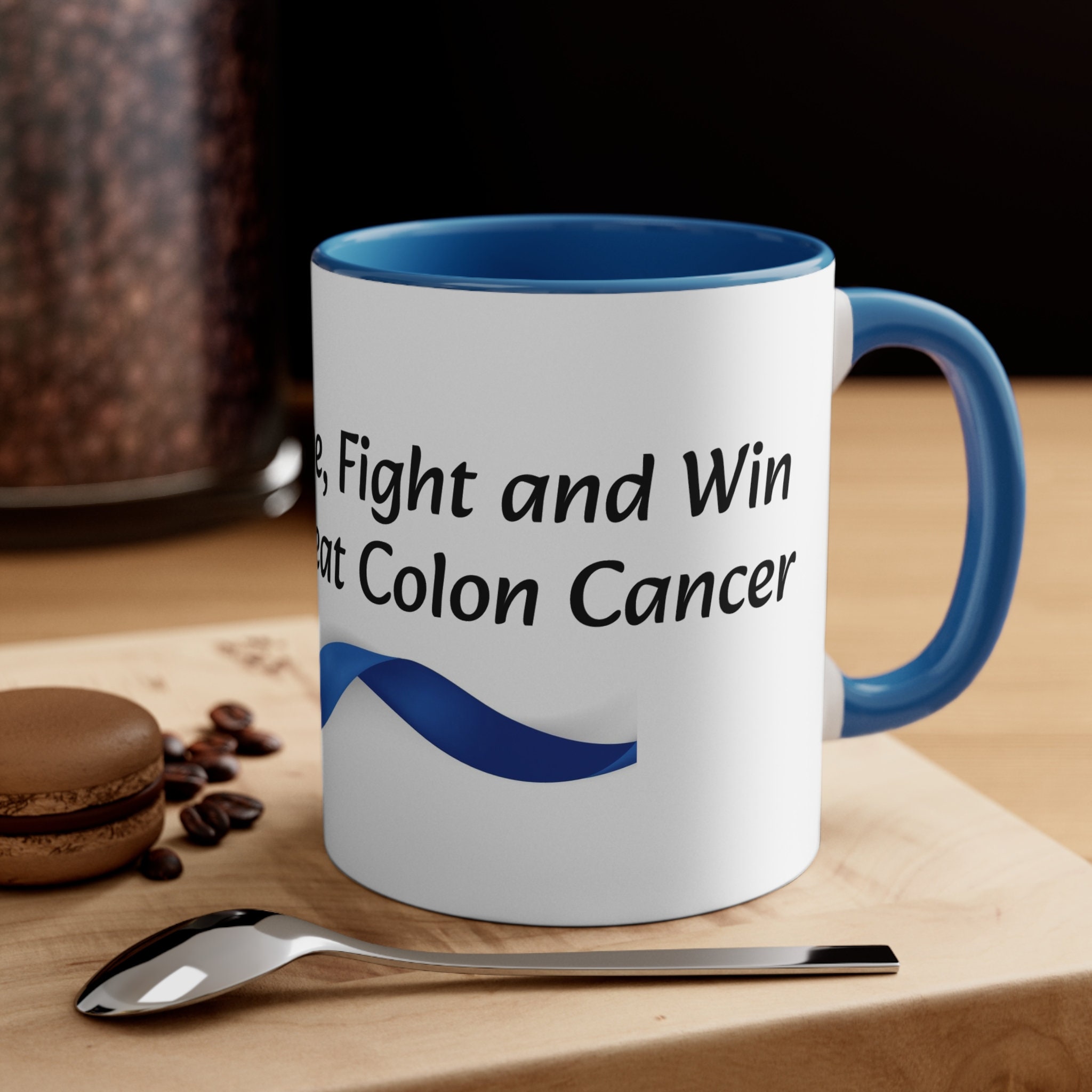 Hope Fight and Win Beat Colon Cancer Coffee Mug, 11oz Support Survivor ...