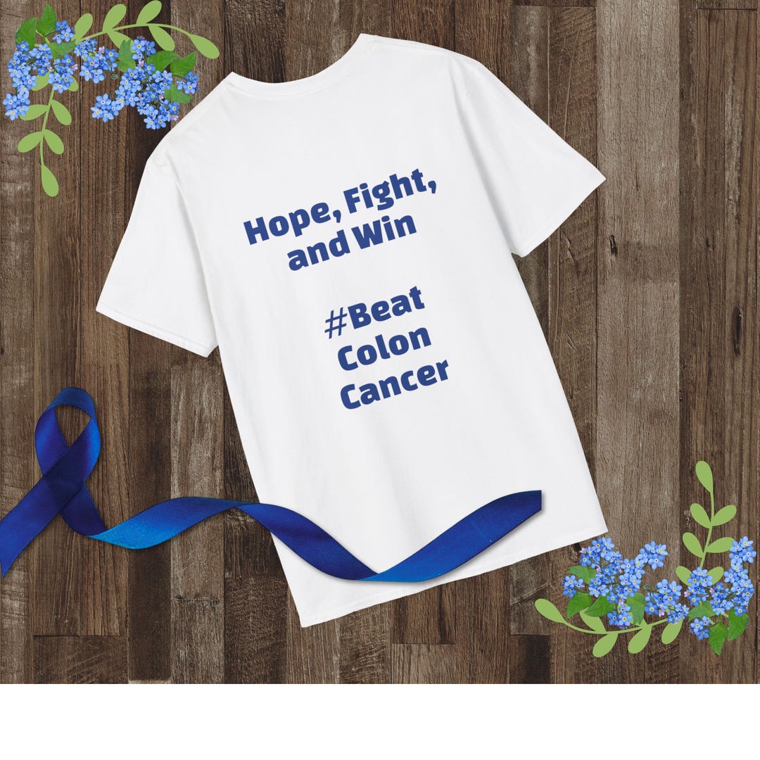 Hope Fight and Win #beat Colon Cancer Awareness Blue Ribbon Unisex ...