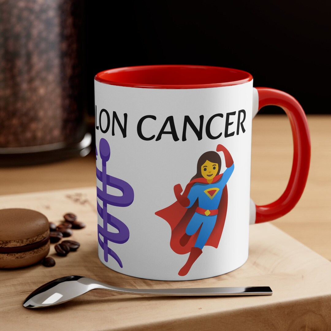 I Fight Colon Cancer Superhero Female Accent Coffee Mug, 11oz - Etsy