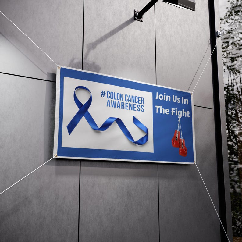 Colorectal Cancer Awareness Banner. Join Us in the Fight. Colon Cancer ...