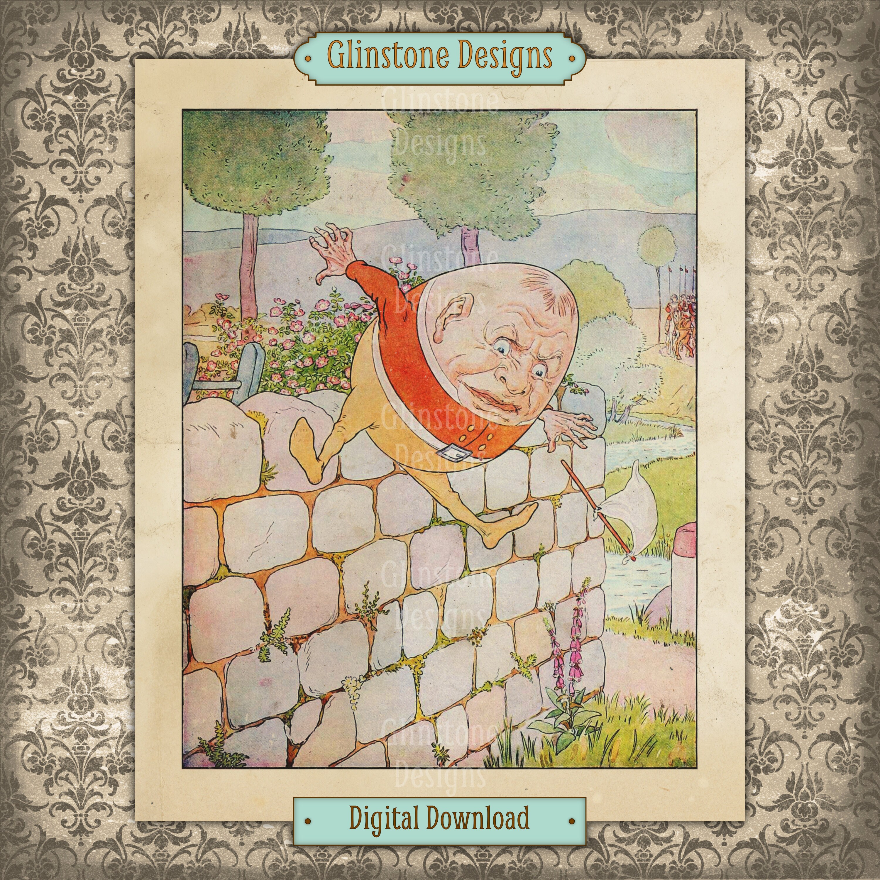 Printable Vintage Wall Art, Nursery Rhyme Art Wall Hanging ...