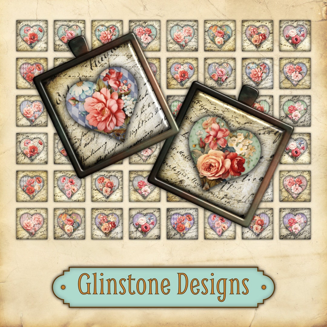 Printable 1x1 Inch Squares Collage Sheet Hearts - Etsy
