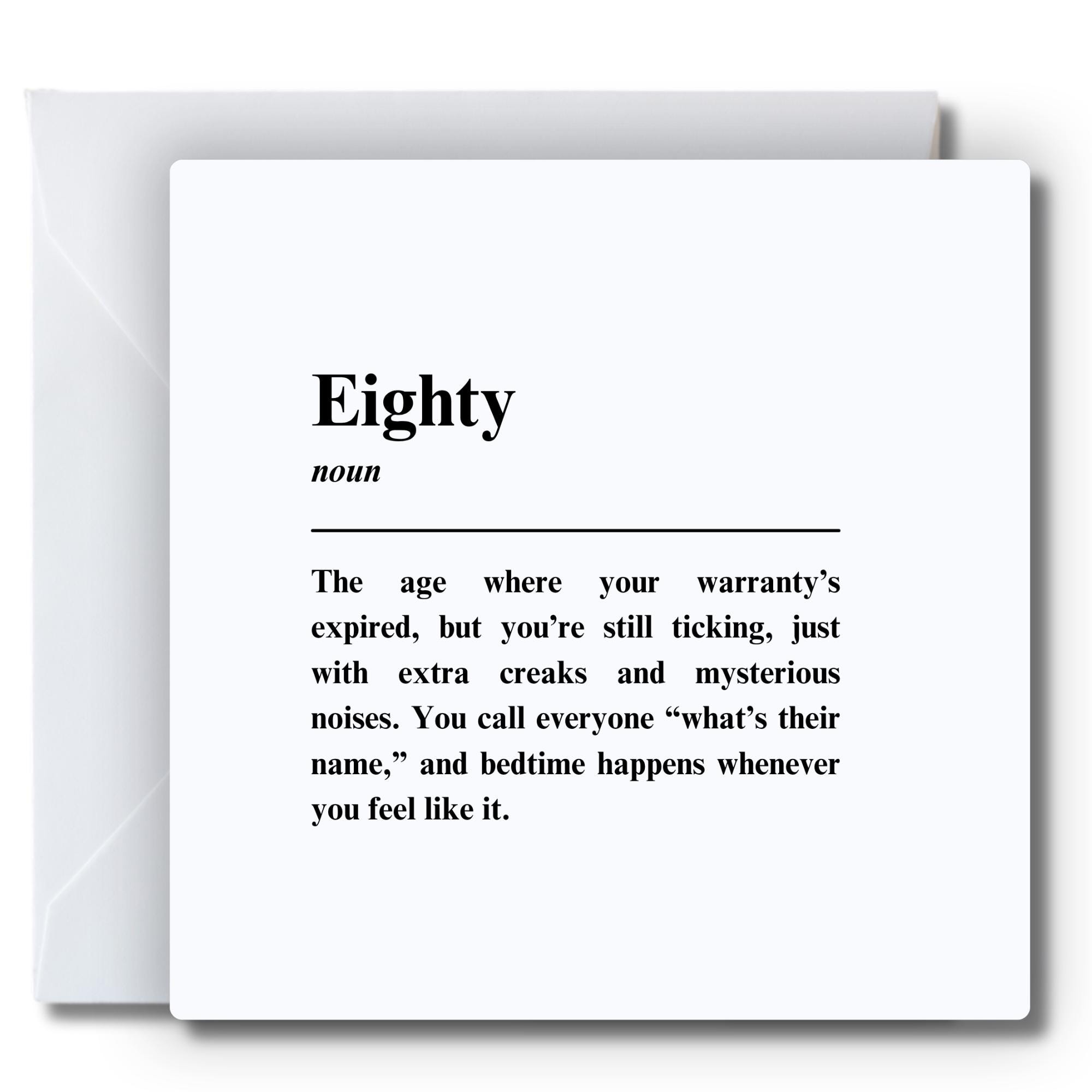 Funny 80th Birthday Card: Humorous Definition Greeting - Etsy UK