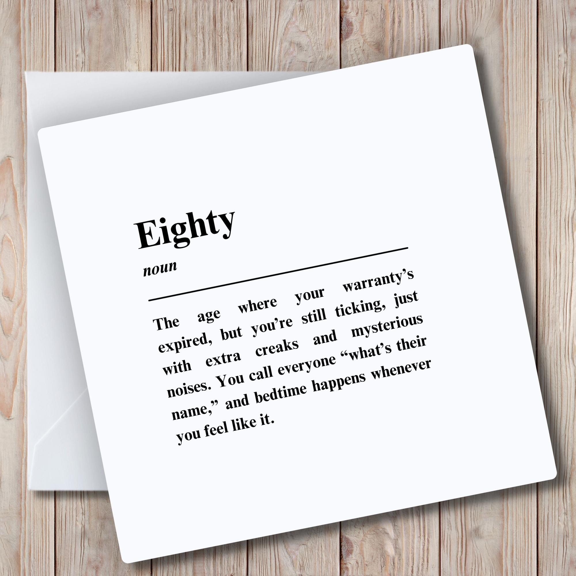 Funny 80th Birthday Card: Humorous Definition Greeting - Etsy UK