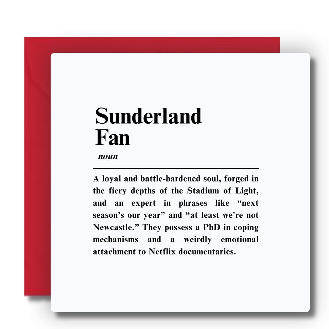 Funny Sunderland Fan Greeting Card: Football Banter Birthday Card - Etsy UK