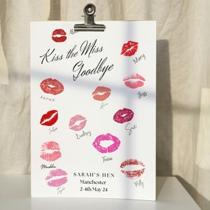 Kiss the Miss Goodbye, Hen Party Games, Hen Party Keepsake for the ...