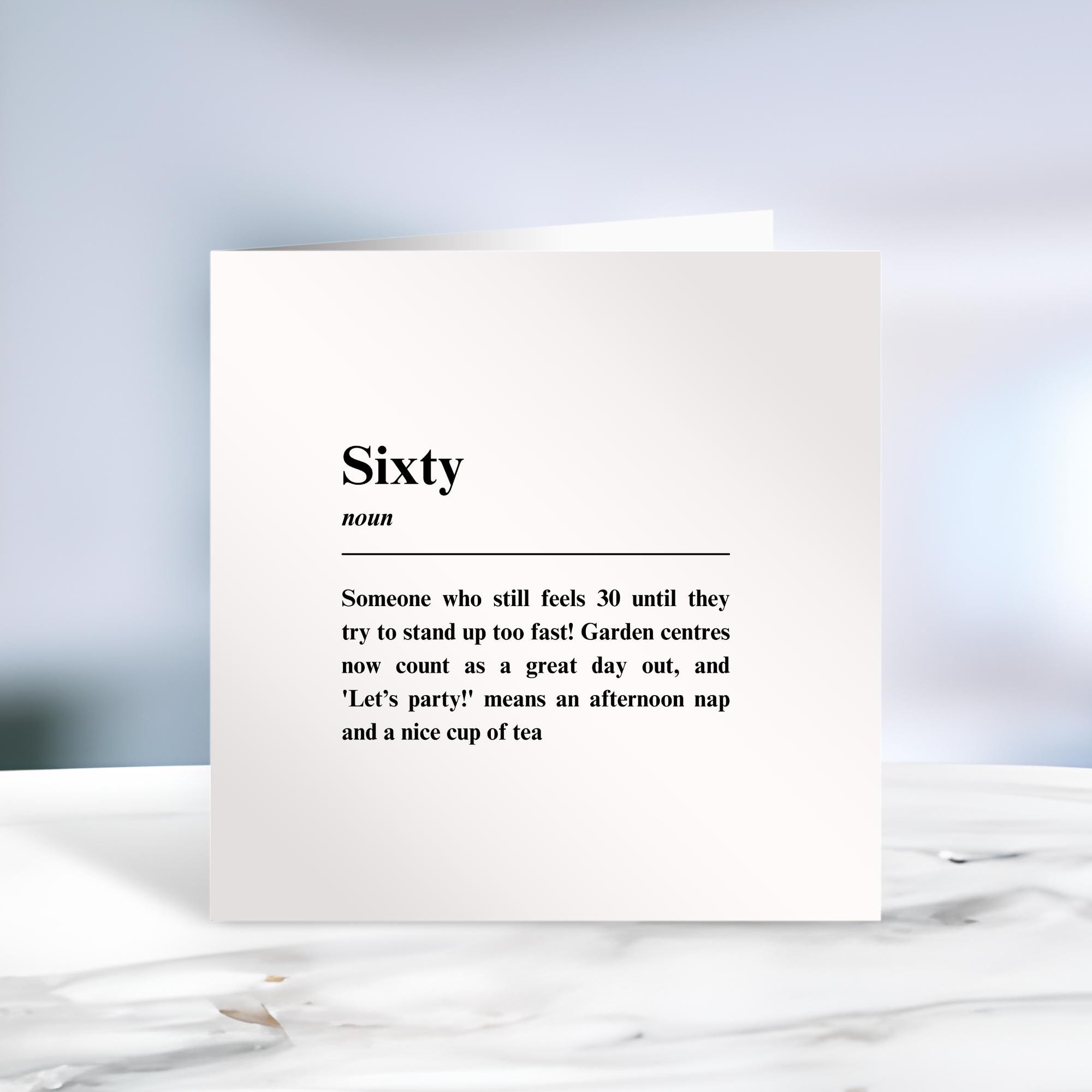 Funny 60th Birthday Card: Sixty Definition - Humorous Greeting - Etsy UK