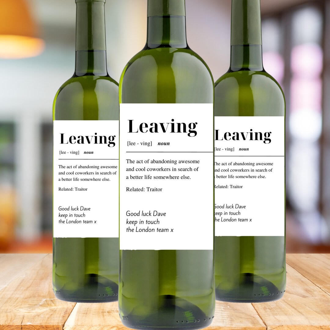 Personalised Wine Label, Work Leavers Gift, Farewell for Co Workers ...